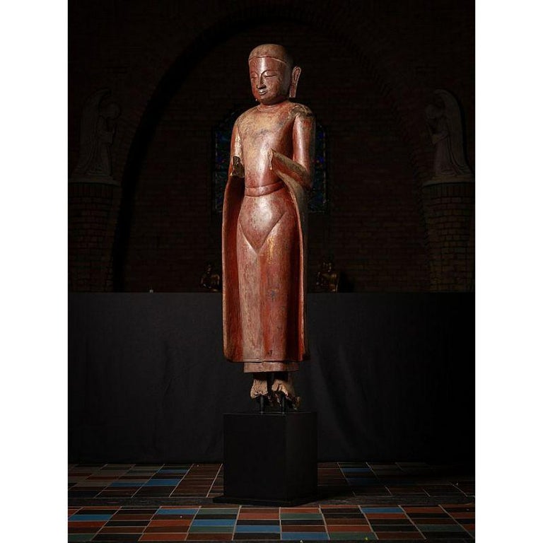 Large 17th Century Wooden Burmese Monk Statue from Burma For Sale at ...
