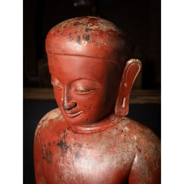 Large 17th Century Wooden Burmese Monk Statue from Burma For Sale at ...