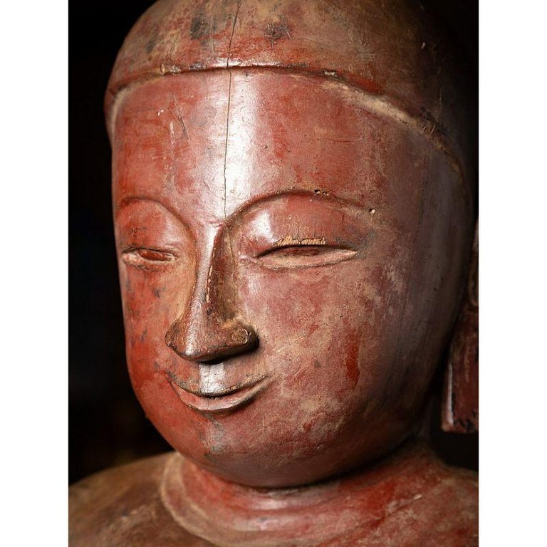 Large 17th Century Wooden Burmese Monk Statue from Burma For Sale at ...