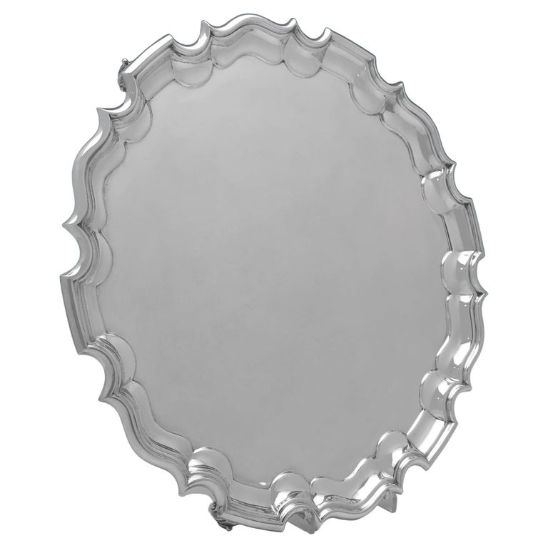 Large Antique Sterling Silver Salver, London 1916 - 90 Ozt For Sale at ...