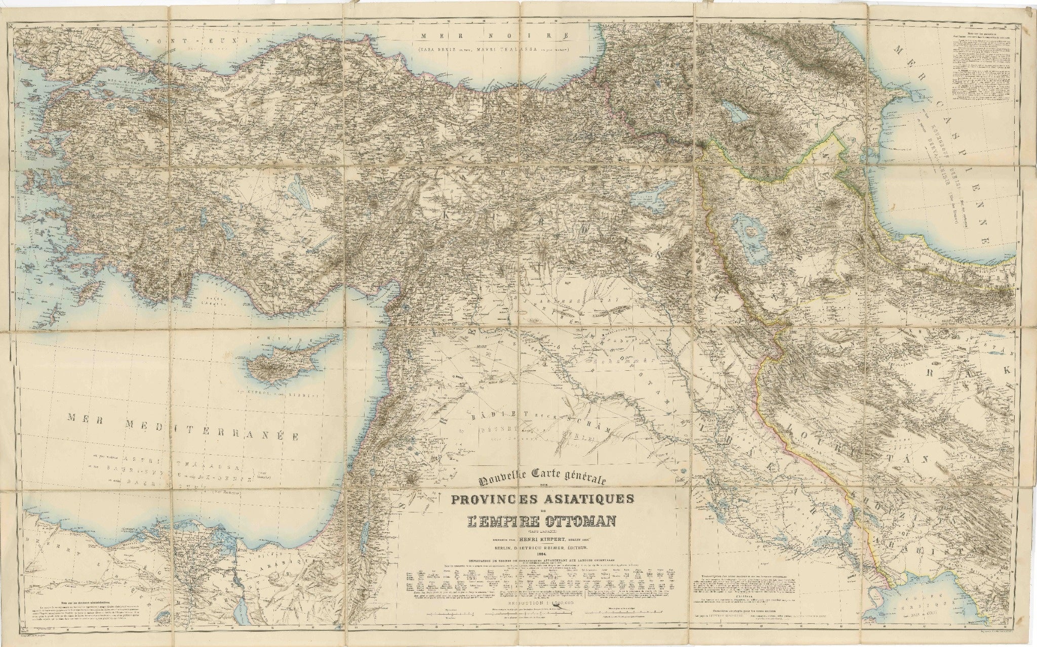 Large 1884 Kiepert Map of Asian Ottoman Provinces – Anatolia, Syria ...