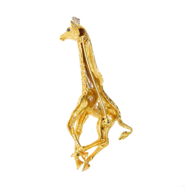 Large 18K Gold Diamond Tiffany and Co. Galloping Giraffe Pin Brooch ...