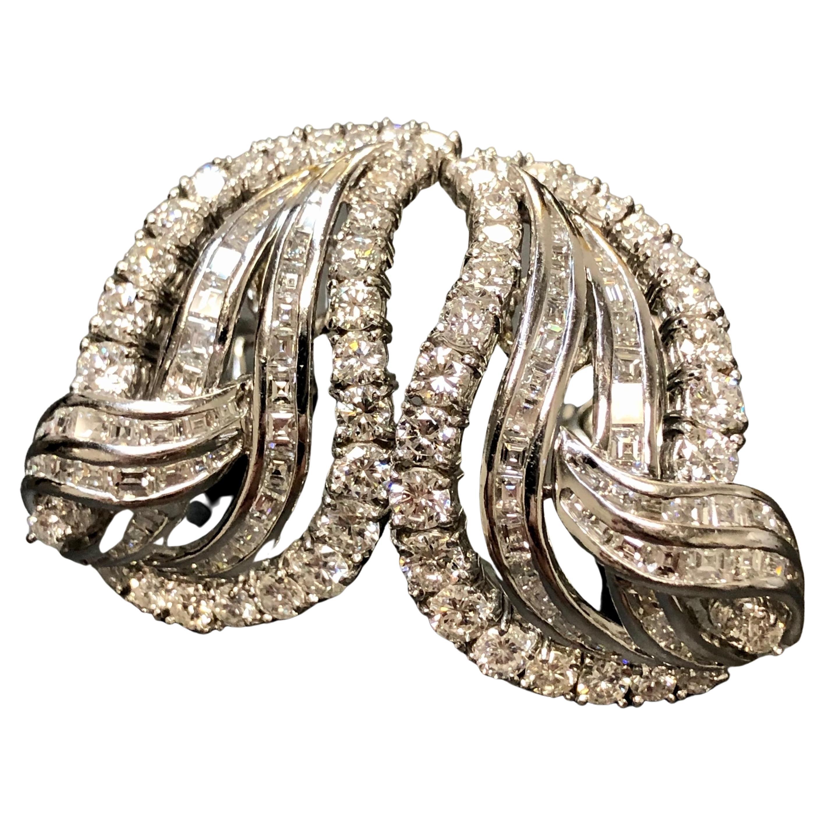 Estate Italian 18K Large Baguette Diamond Huggie Earrings For Sale at ...