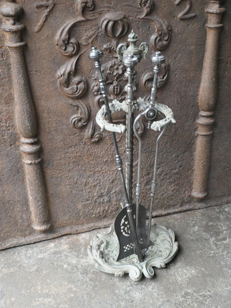 Large 18th-19th C. English Brass Georgian Fireside Companion Set For ...