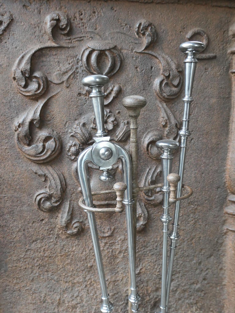 Large 18th - 19th C. English Georgian Polished Steel Fire Irons For ...