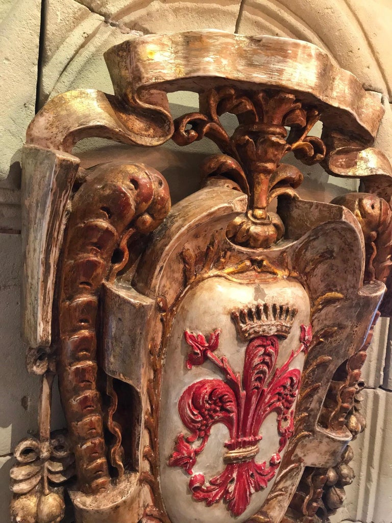 Large 18th Century Family Crest Antique Shield Coat of Arm Armorial ...