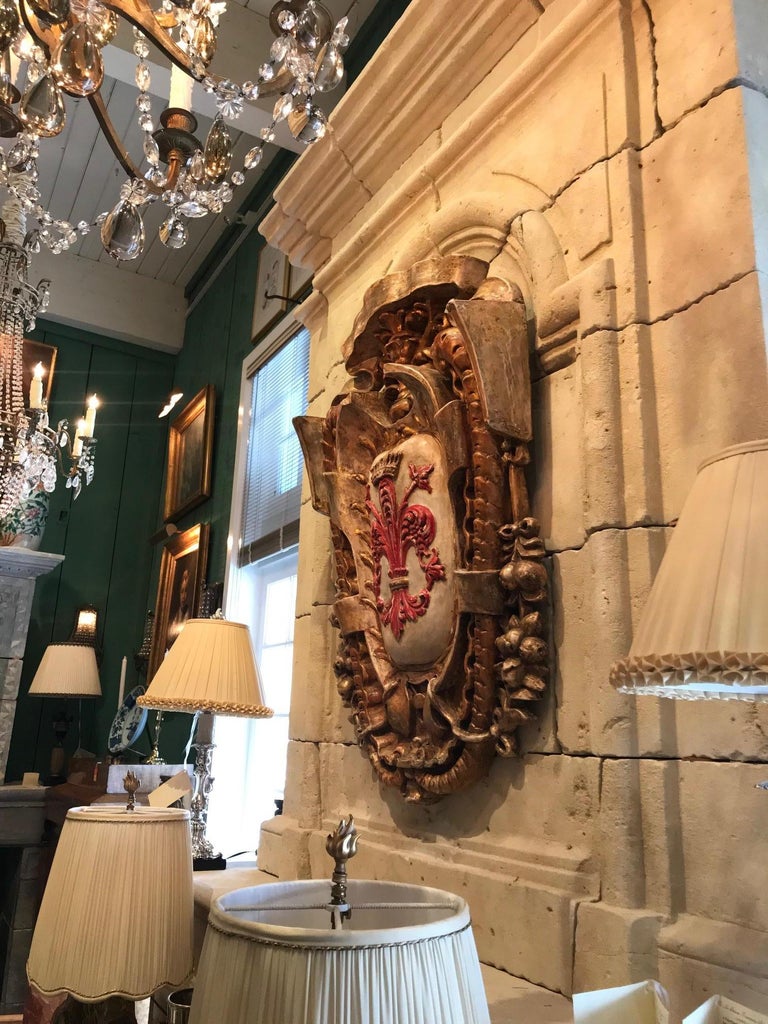 Large 18th Century Family Crest Antique Shield Coat of Arm Armorial ...