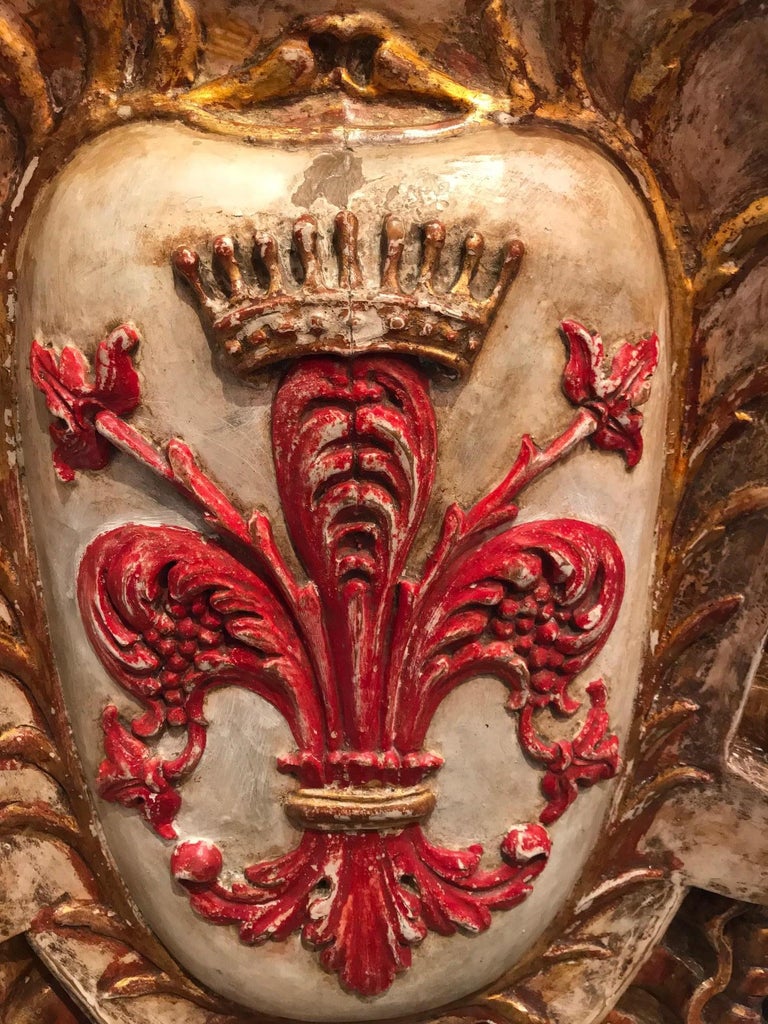 Large 18th Century Family Crest Antique Shield Coat of Arm Armorial ...