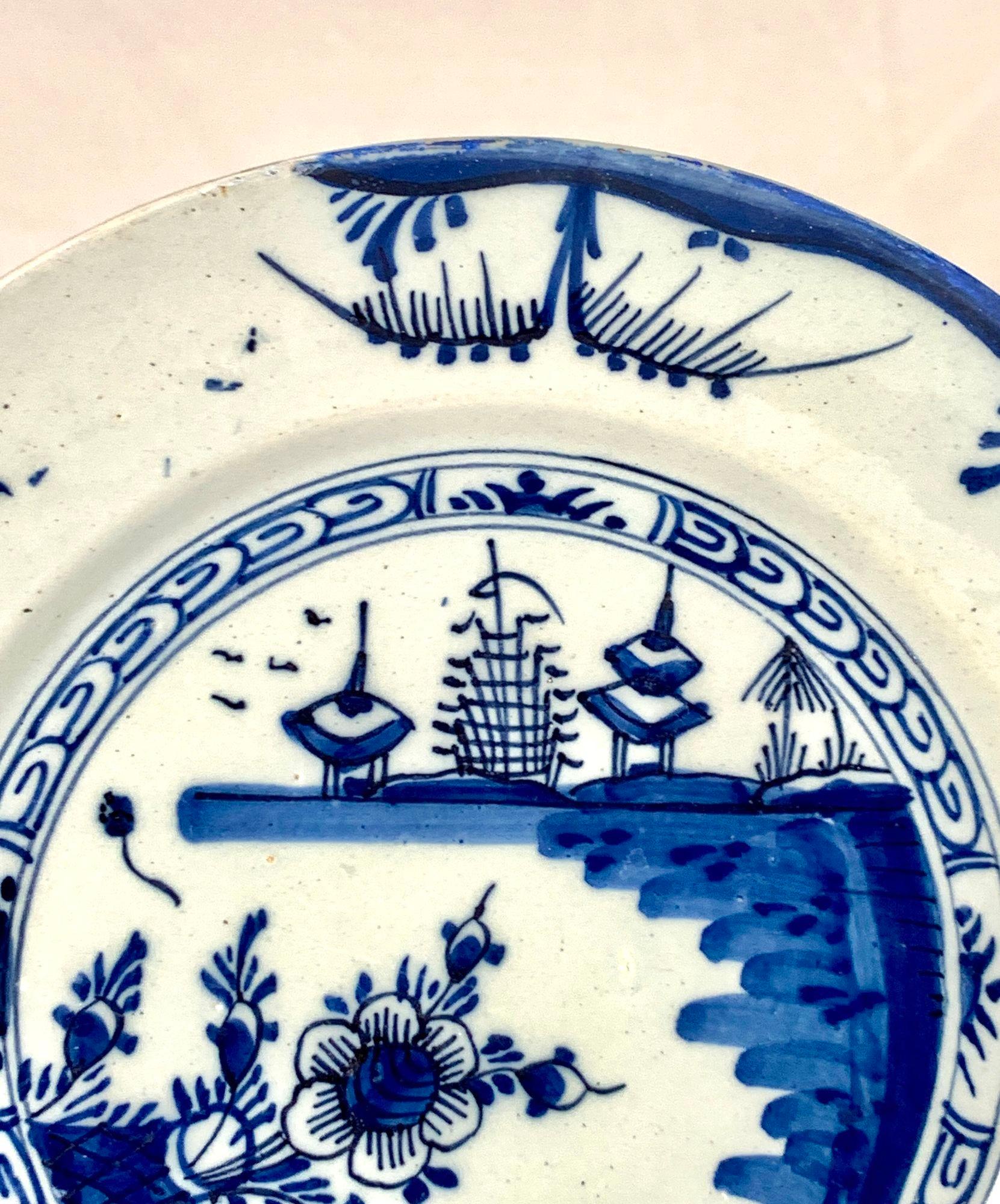 Large 18th Century Blue and White English Delft Plate Circa 1760 For ...