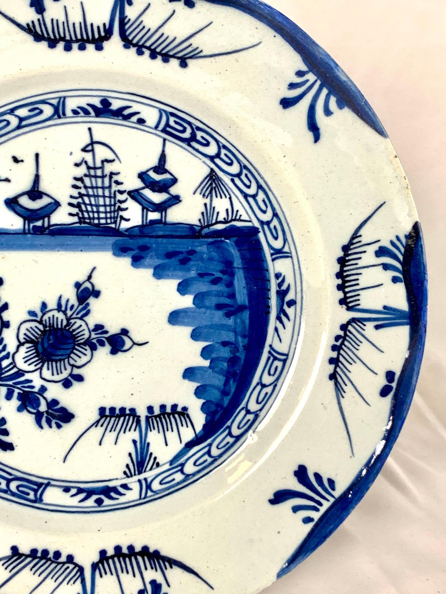 Large 18th Century Blue and White English Delft Plate Circa 1760 For ...