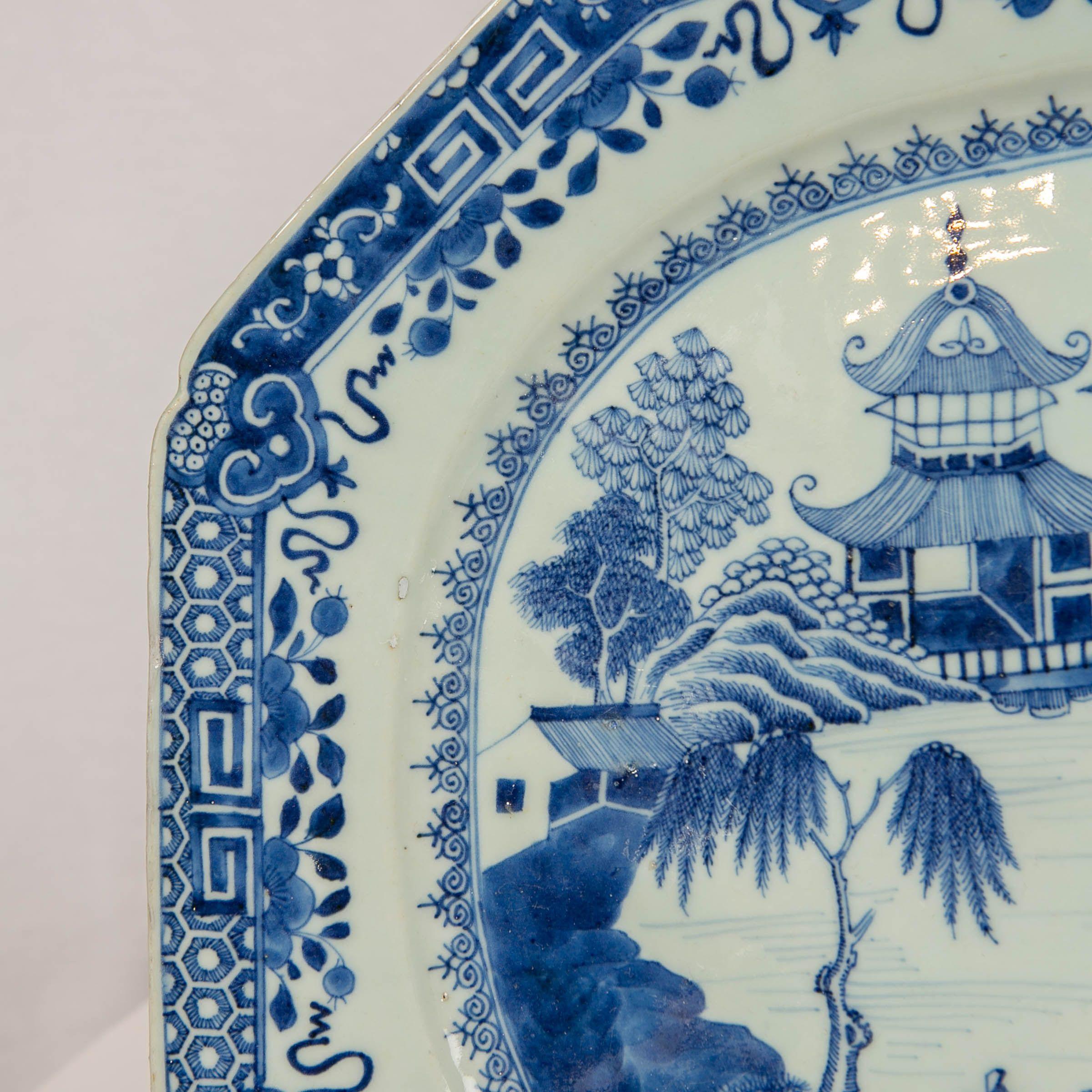 Large 18th Century Chinese Blue and White Platter Qianlong Made, circa ...