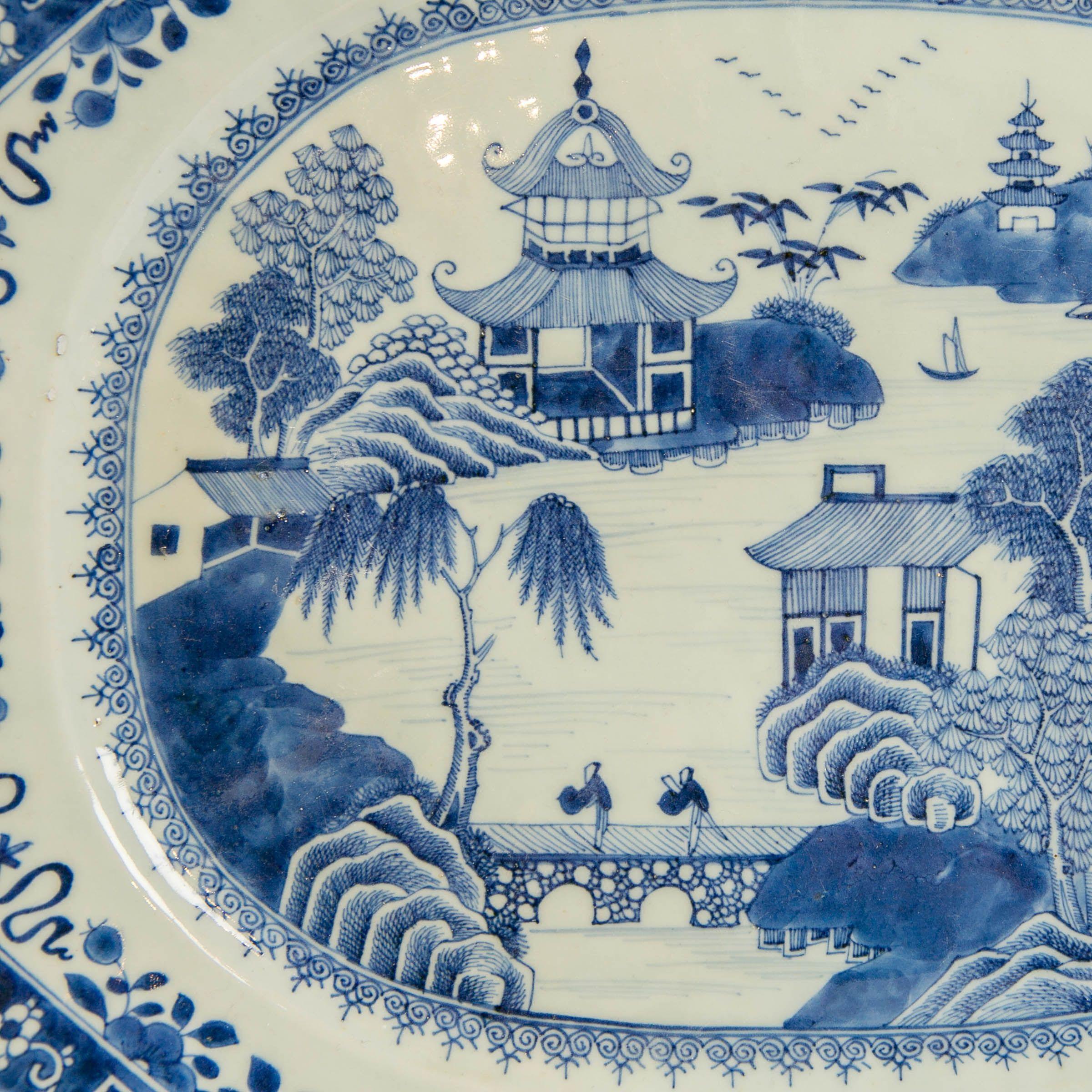 Large 18th Century Chinese Blue and White Platter Qianlong Made, circa ...