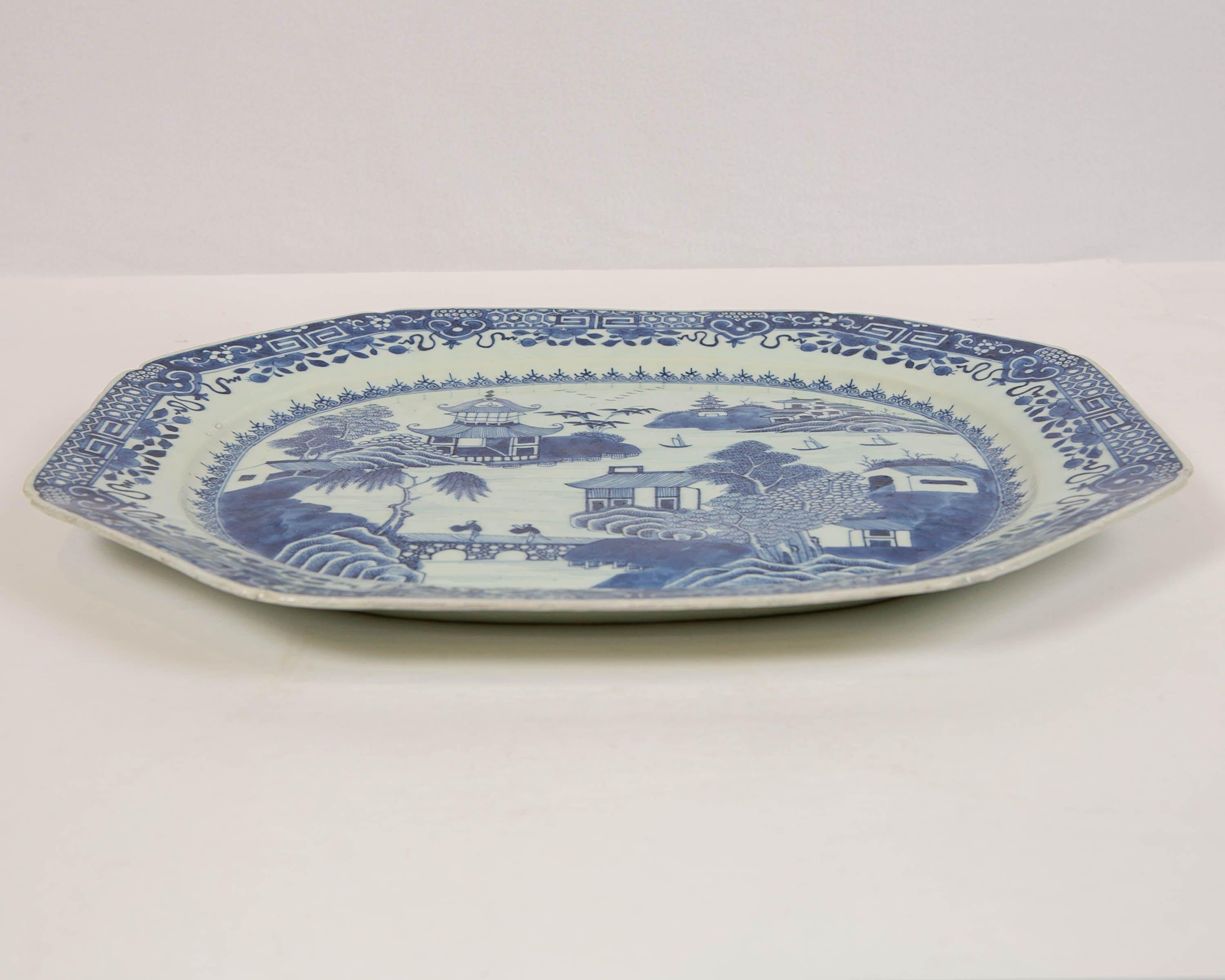 Large 18th Century Chinese Blue and White Platter Qianlong Made, circa ...