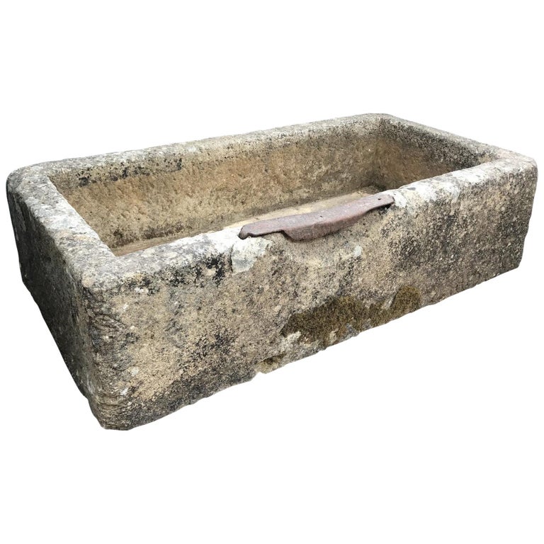 Large 18th Century Hand Carved Stone Trough Fountain Basin Planter ...