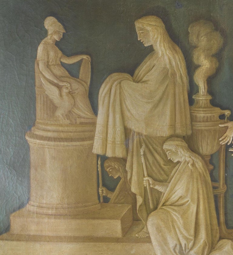 Large 18th Century Neoclassical Oil on Canvas Painting of Goddess Altar ...