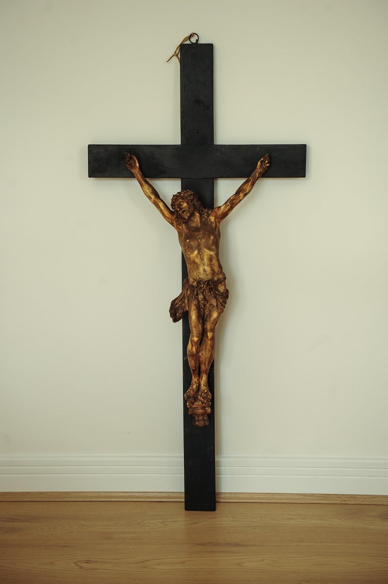 Large 18th Century Sculpted Plaster of Jesus Christ on the Cross at 1stDibs