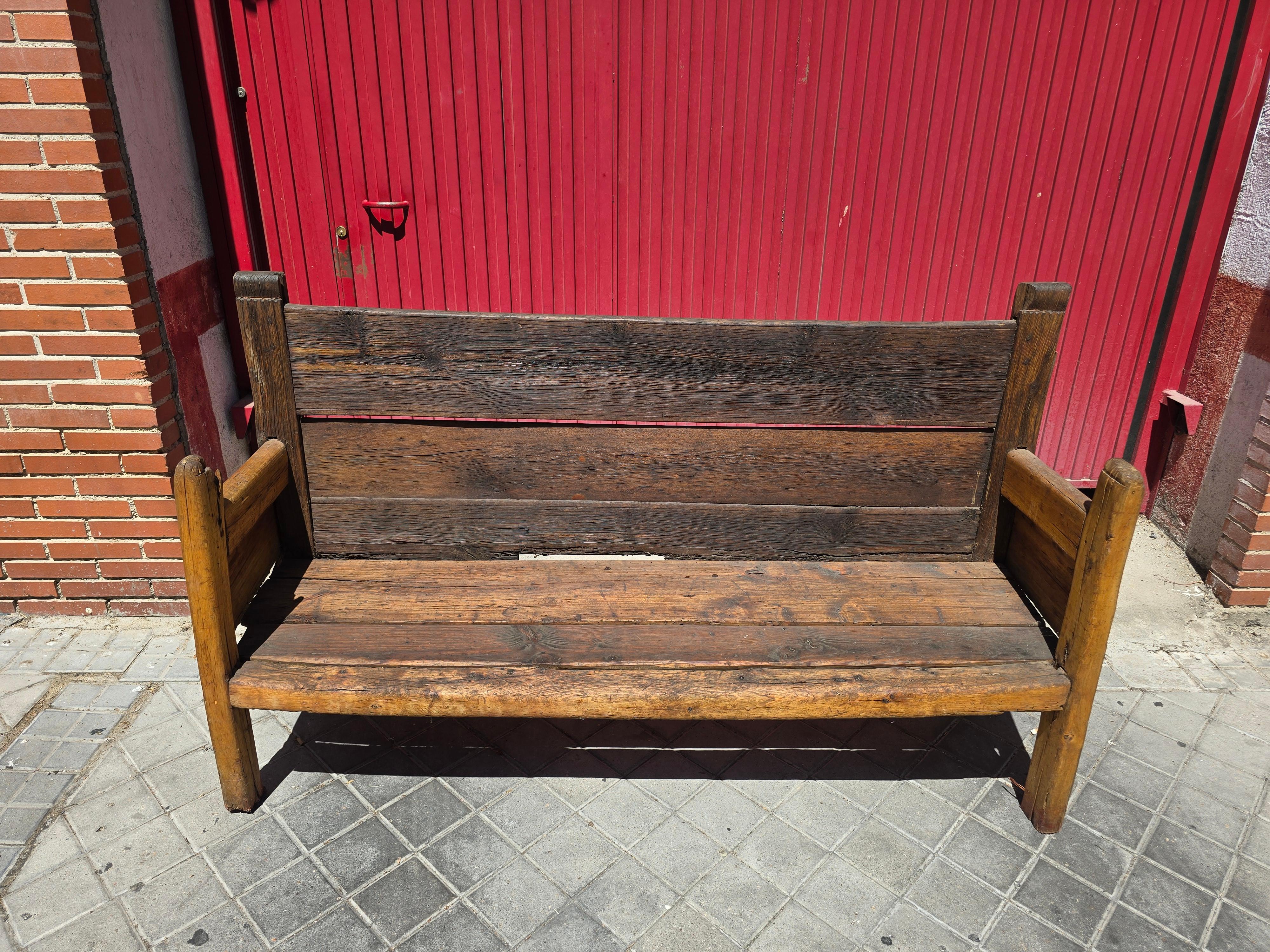 Large 18th Century Solid Wood Bench For Sale at 1stDibs