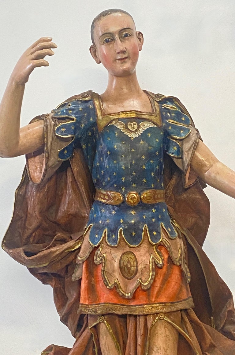 Large 18th Century Spanish Colonial Santo Statue For Sale at 1stDibs