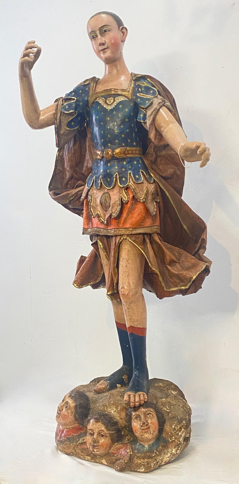 Large 18th Century Spanish Colonial Santo Statue For Sale at 1stDibs