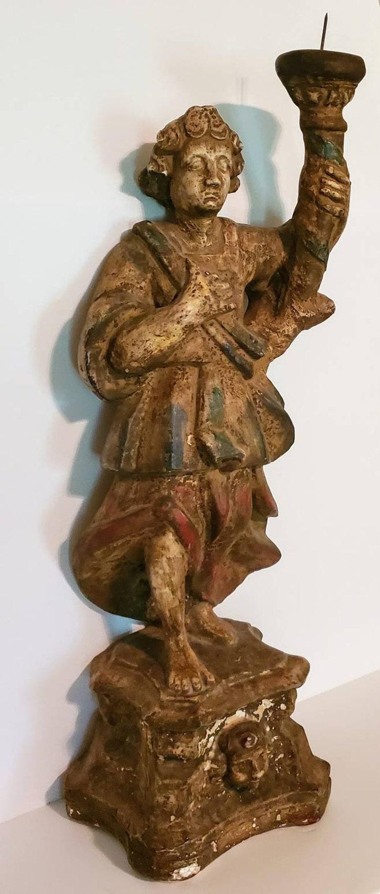 Large 18th Century Spanish Colonial Santos Torchère For Sale at 1stDibs