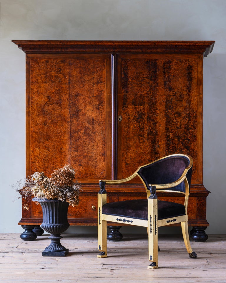 Large 18th Century Swedish Baroque Alder Root Cabinet For Sale at 1stDibs