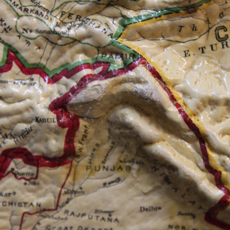 Large 1907 Vintage Relief Map of Asia by Atlas School Supply of Chicago ...
