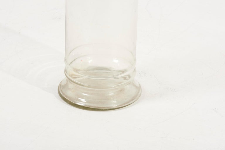 Large 1920s Glass Pillar with Delicate Engravings For Sale at 1stDibs