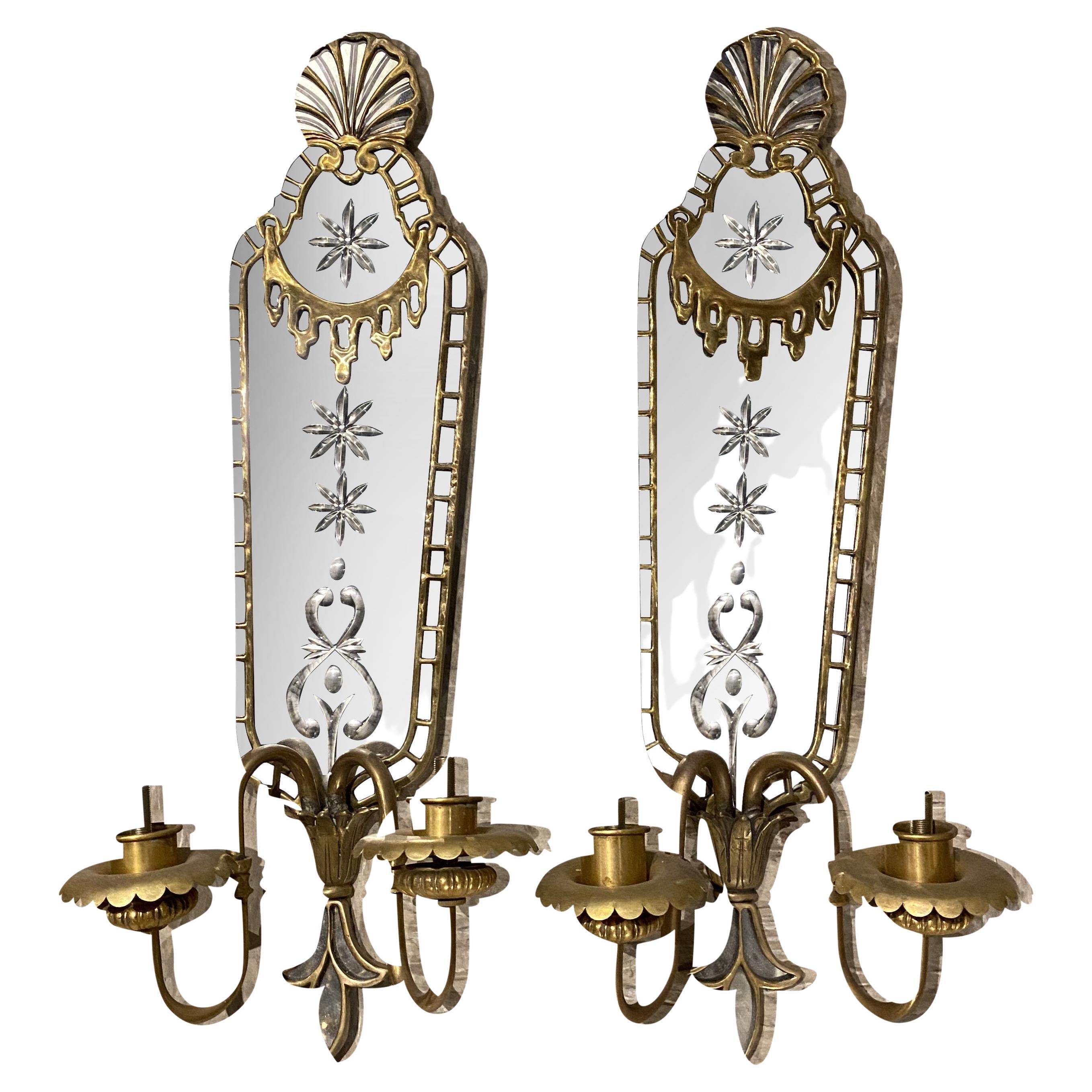 Large French Medallion Shaped Mirrored Sconce For Sale at 1stDibs