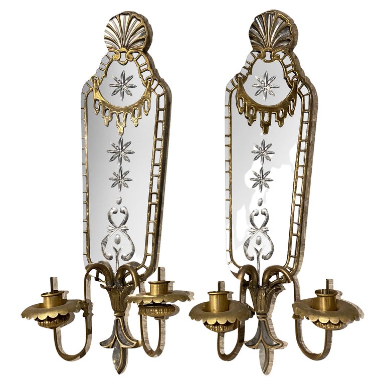 Large 1920s Mirrored Sconces For Sale at 1stDibs