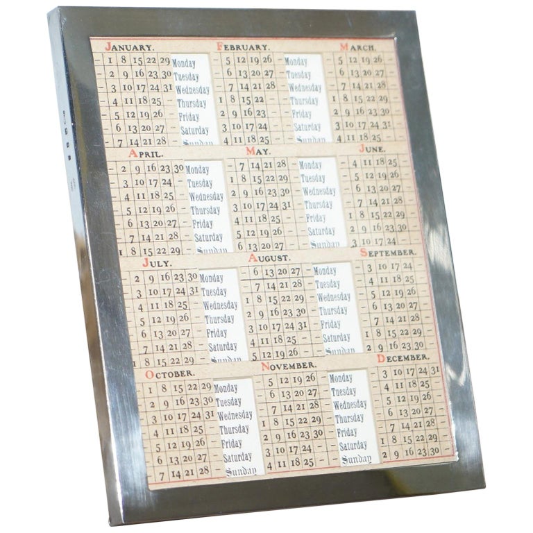 Large 1929 Sterling Silver Asprey London Year to View Desk Art Calendar ...