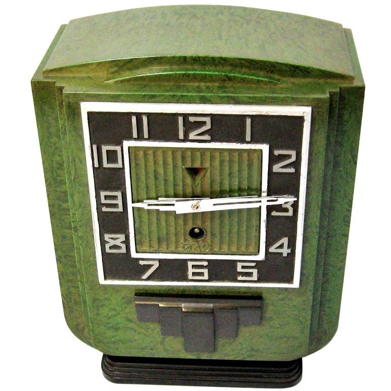 Large 1930s Art Deco Green Bakelite Mantle Clock at 1stDibs