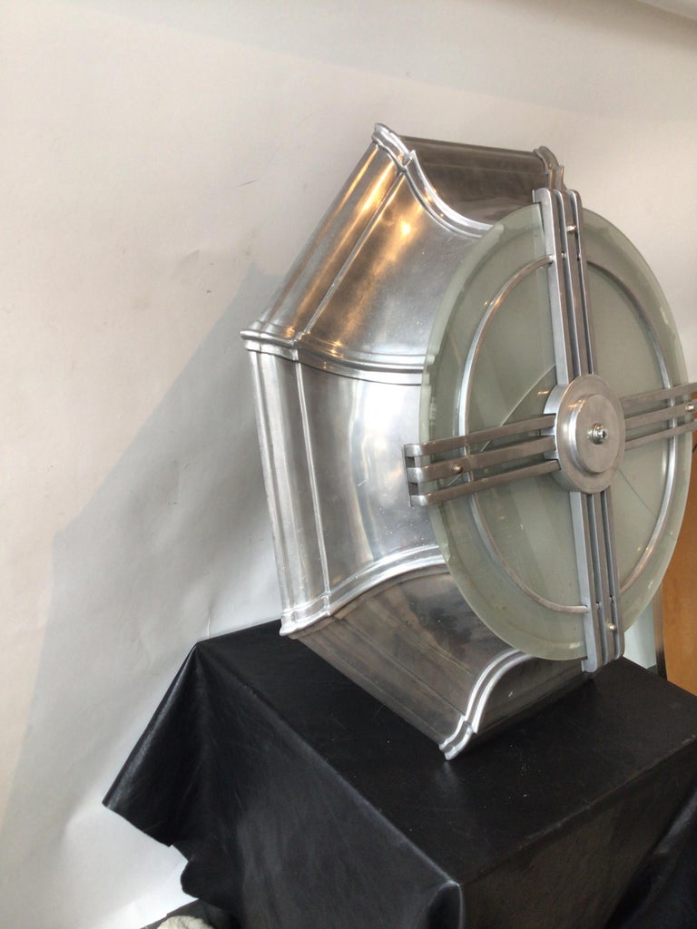 Large 1930s Deco Polished Aluminum Fixture For Sale at 1stDibs