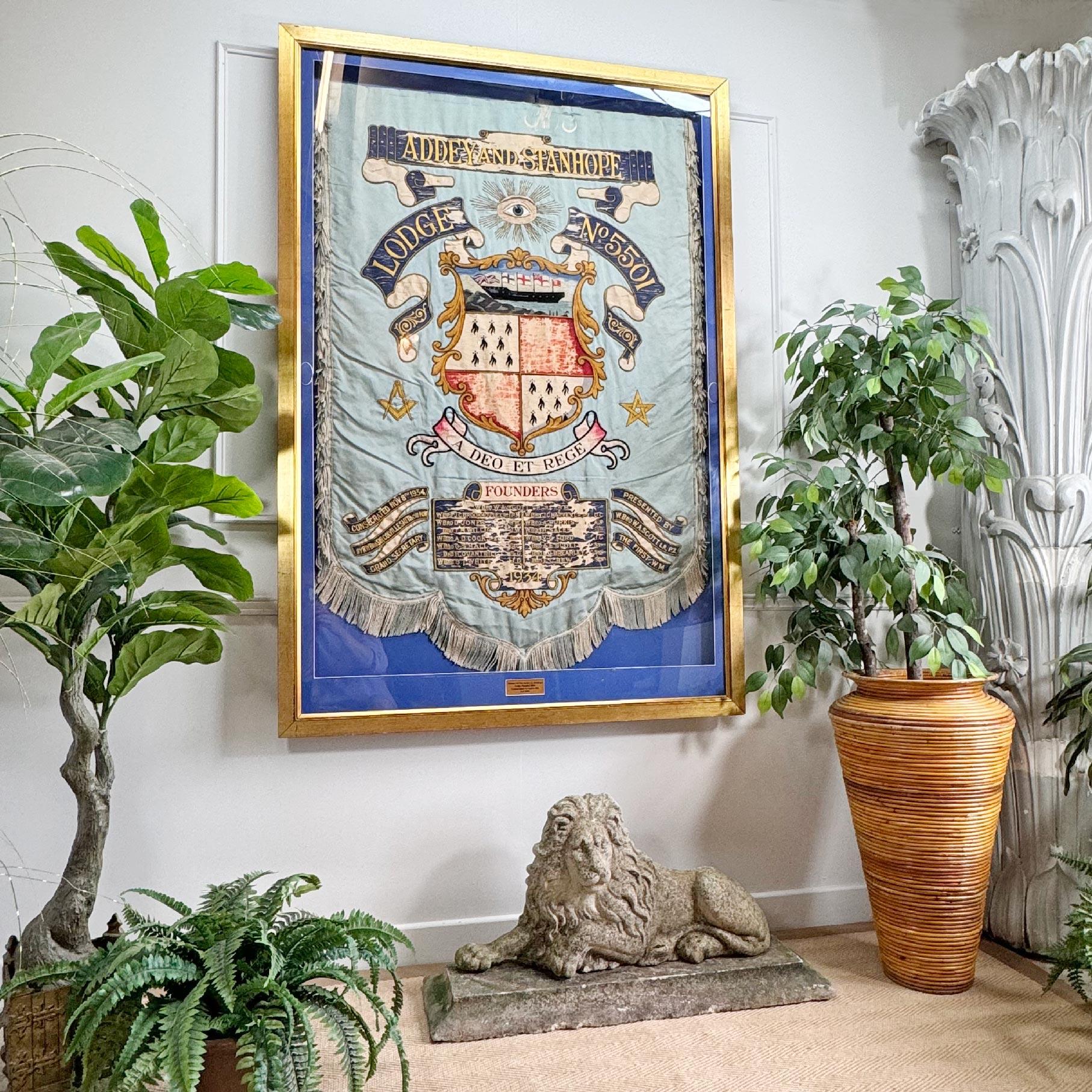 Large 1930's Embroidered English Freemasons Banner at 1stDibs