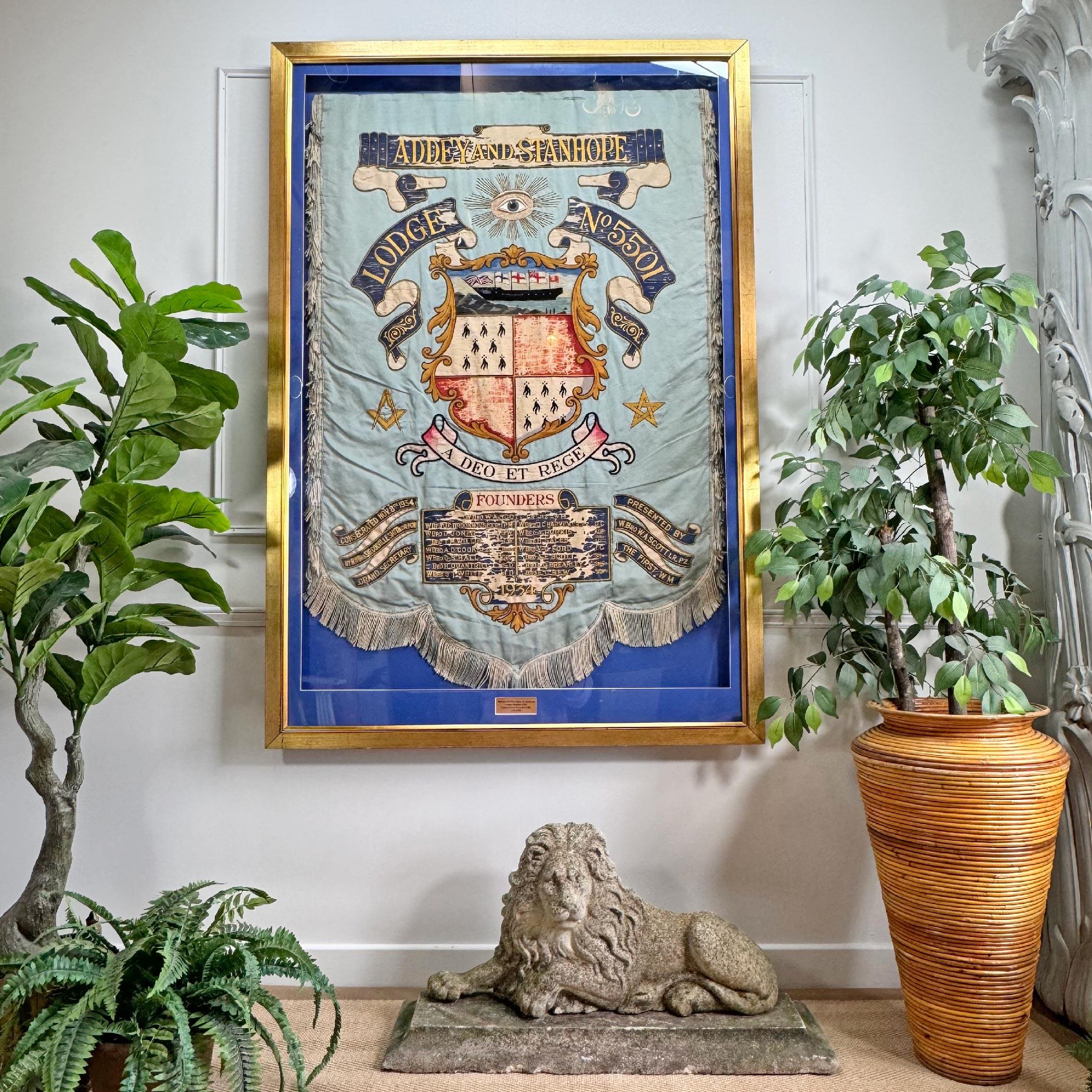 Large 1930's Embroidered English Freemasons Banner at 1stDibs
