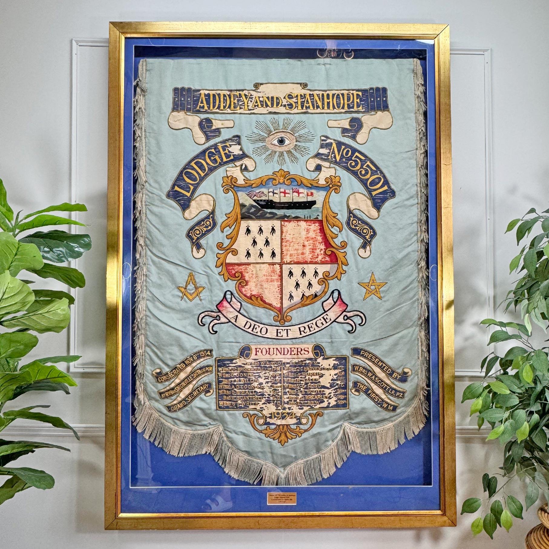 Large 1930's Embroidered English Freemasons Banner at 1stDibs