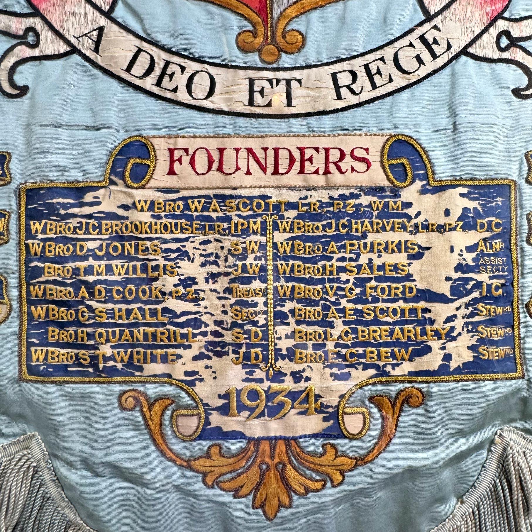 Large 1930's Embroidered English Freemasons Banner at 1stDibs
