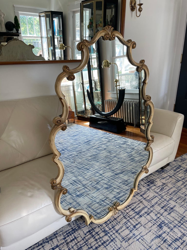 Large 1940s French Regency Style Wall Mirror with Scrolled Fruitwood ...