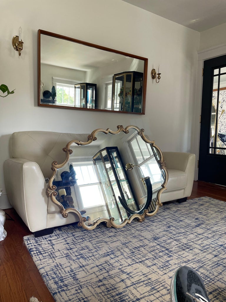 Large 1940s French Regency Style Wall Mirror with Scrolled Fruitwood ...