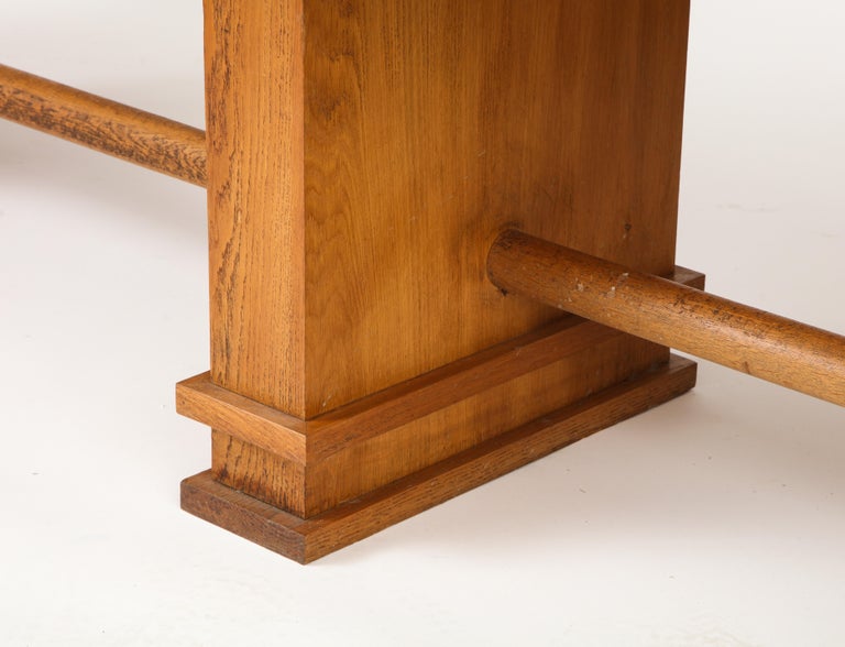 Large 1940s French Solid Oak Library Table For Sale at 1stDibs