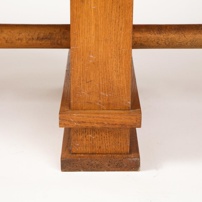 Large 1940s French Solid Oak Library Table For Sale at 1stDibs