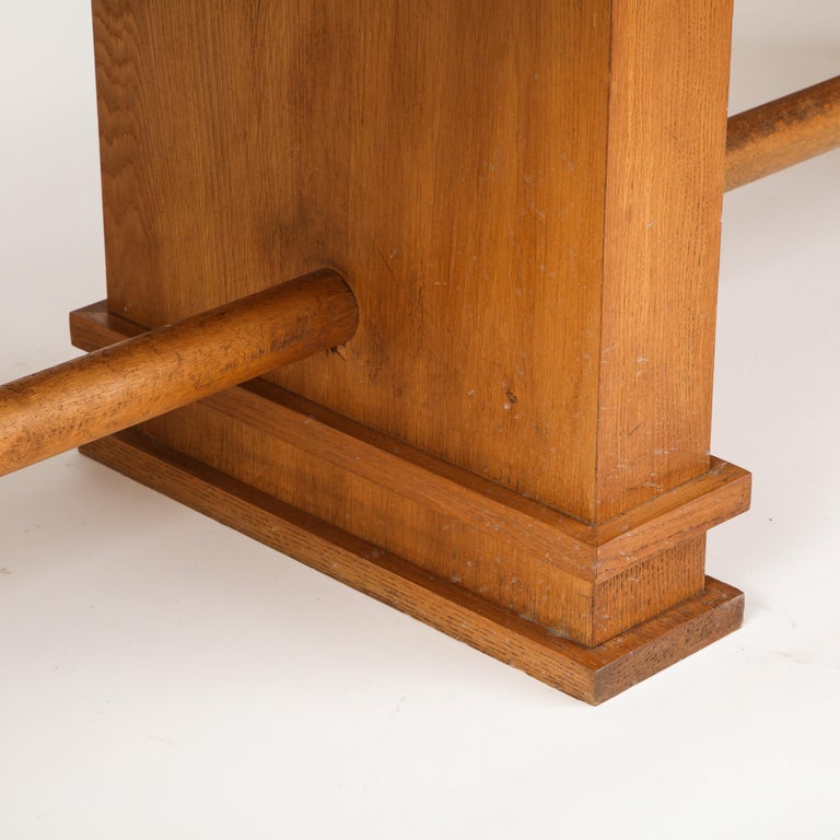 Large 1940s French Solid Oak Library Table For Sale at 1stDibs