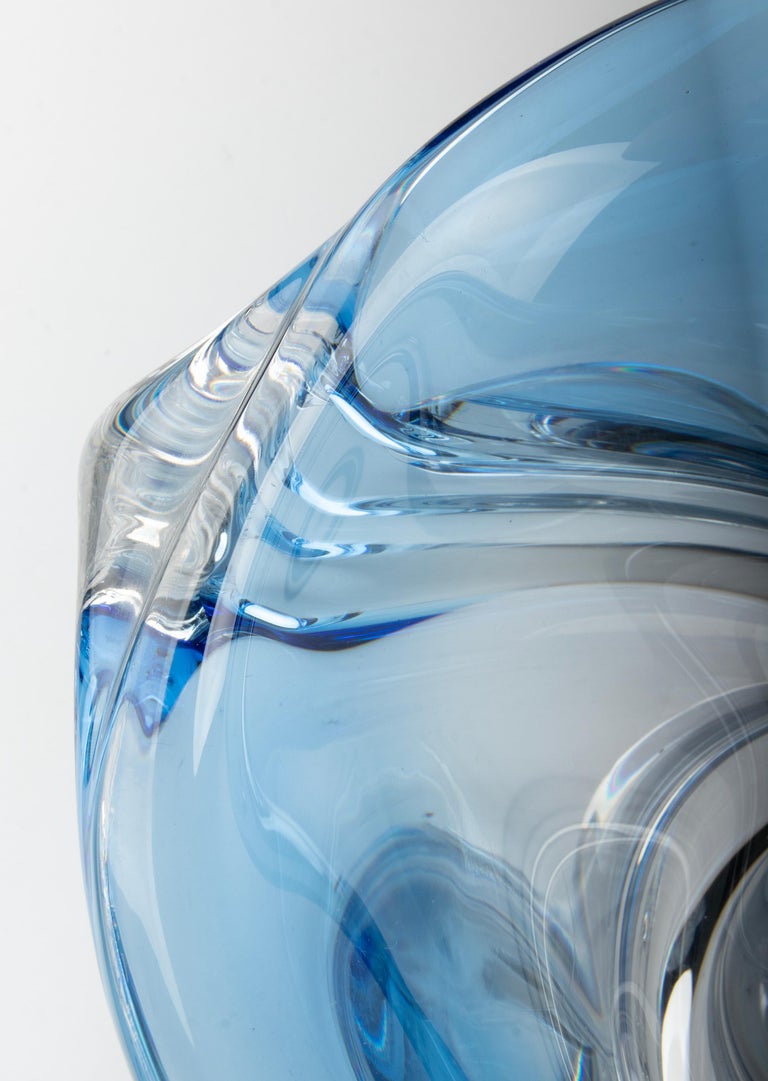 Large 1950's Blue Crystal Free Form Shaped Vase by Val Saint Lambert ...