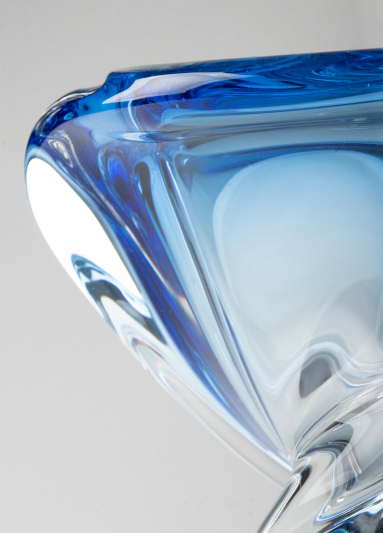 Large 1950's Blue Crystal Free Form Shaped Vase by Val Saint Lambert ...