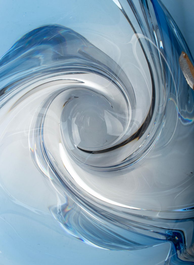 Large 1950's Blue Crystal Free Form Shaped Vase by Val Saint Lambert ...