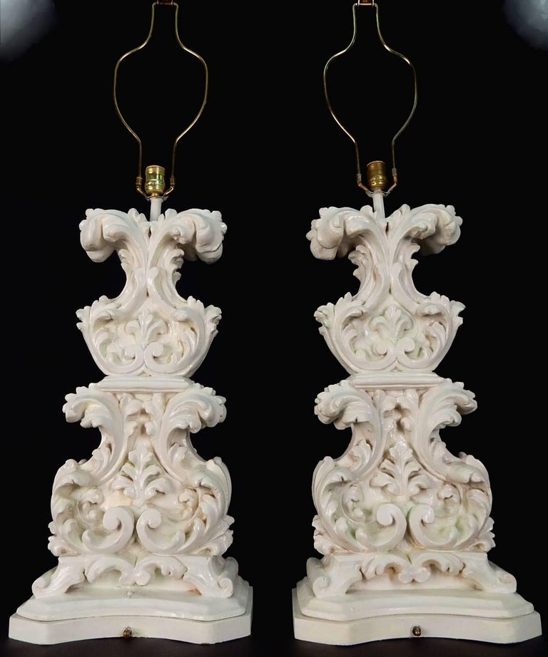 Large 1950s Dorothy Draper Baroque Element Table Lamps For Sale at 1stDibs