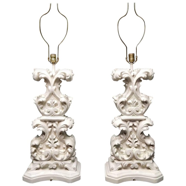 Large 1950s Dorothy Draper Baroque Element Table Lamps For Sale at 1stDibs