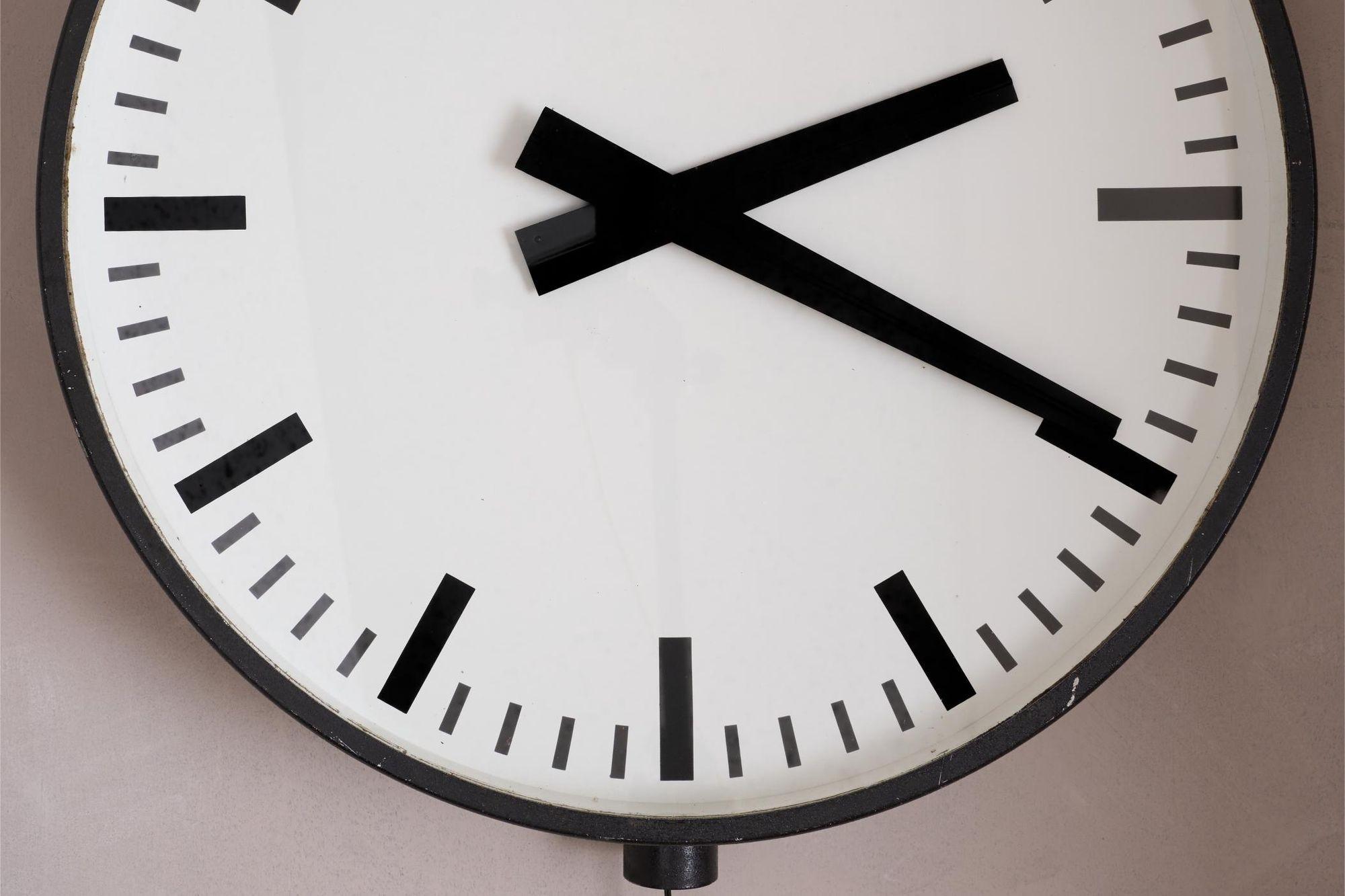 Large 1950's Gents Factory wall clock For Sale at 1stDibs