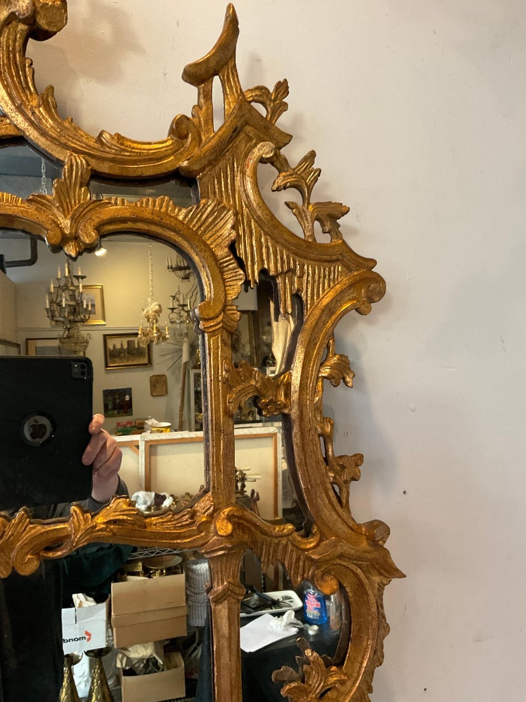 Large 1950s Italian Gilt Wood Pagoda Mirror For Sale at 1stDibs