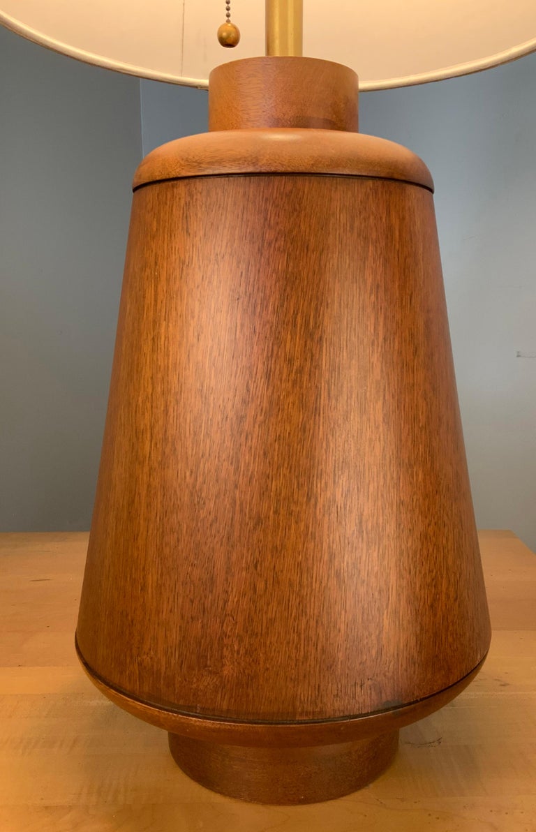 Large 1950s Modern Walnut Table Lamp For Sale at 1stDibs
