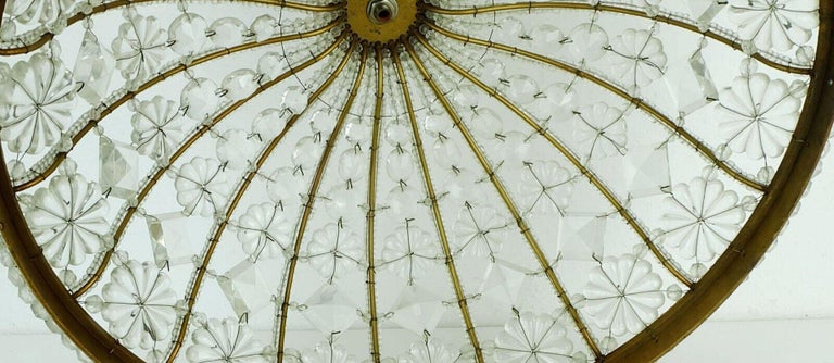 Large 1960s Ceiling Lamp Glass Crystals and Blossoms Hollywood Regency ...